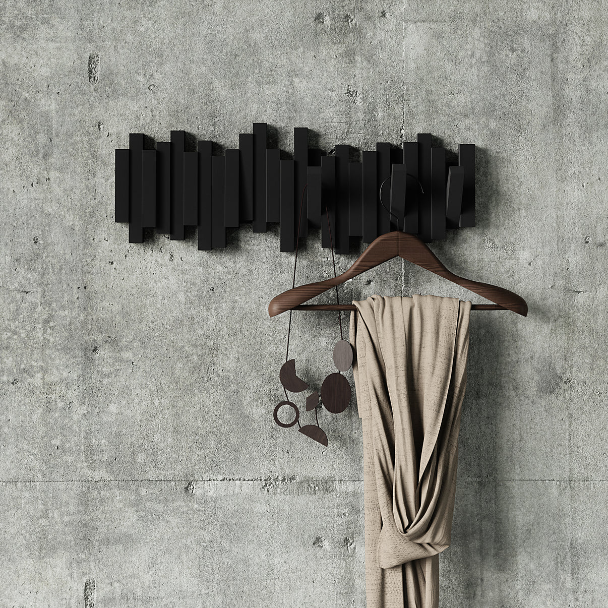 Sticks Multi Hook sort, moderne knaggrekke – At Home Interiør